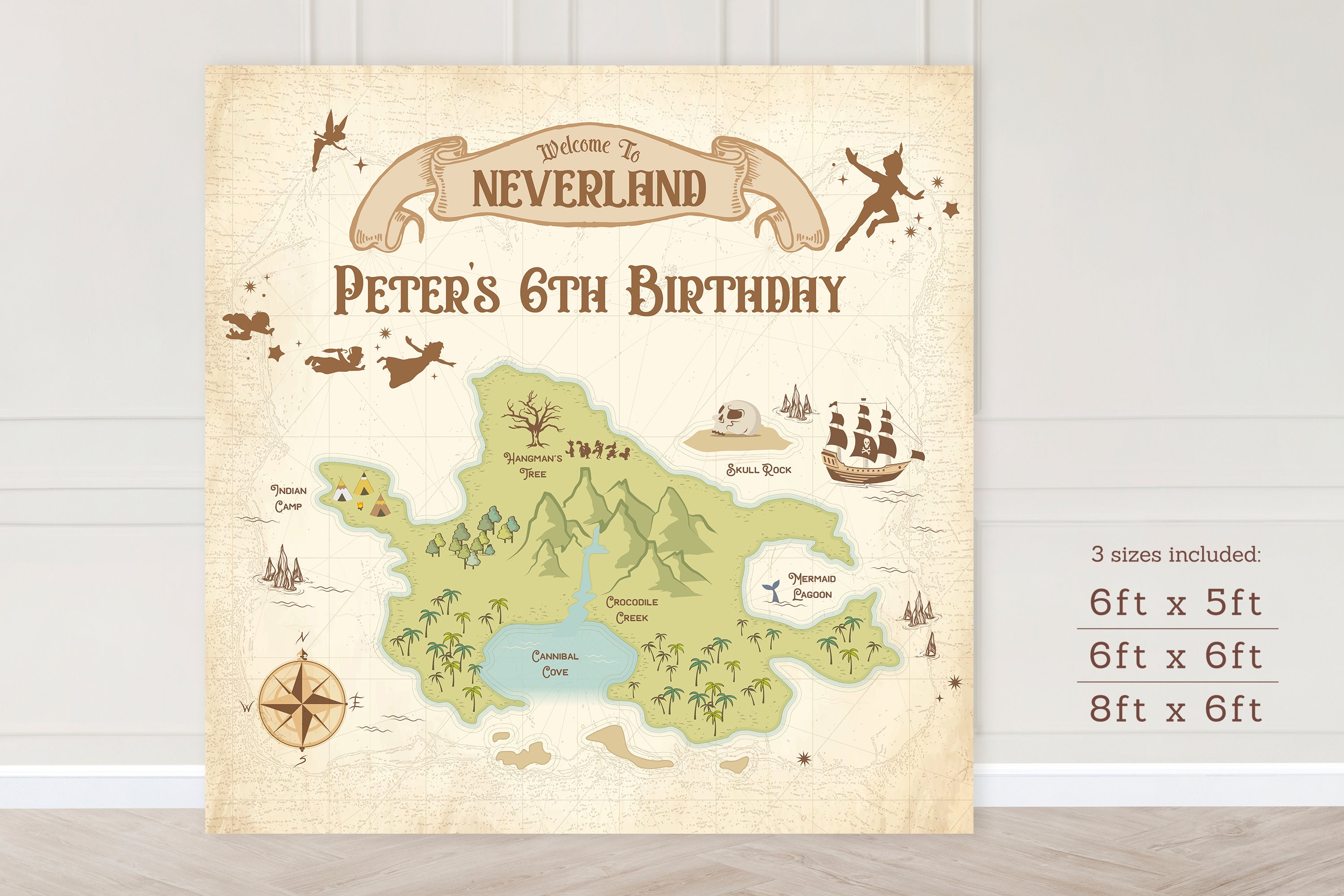 Editable Neverland Birthday Backdrop, Peter Pan Birthday, Disney Party ...