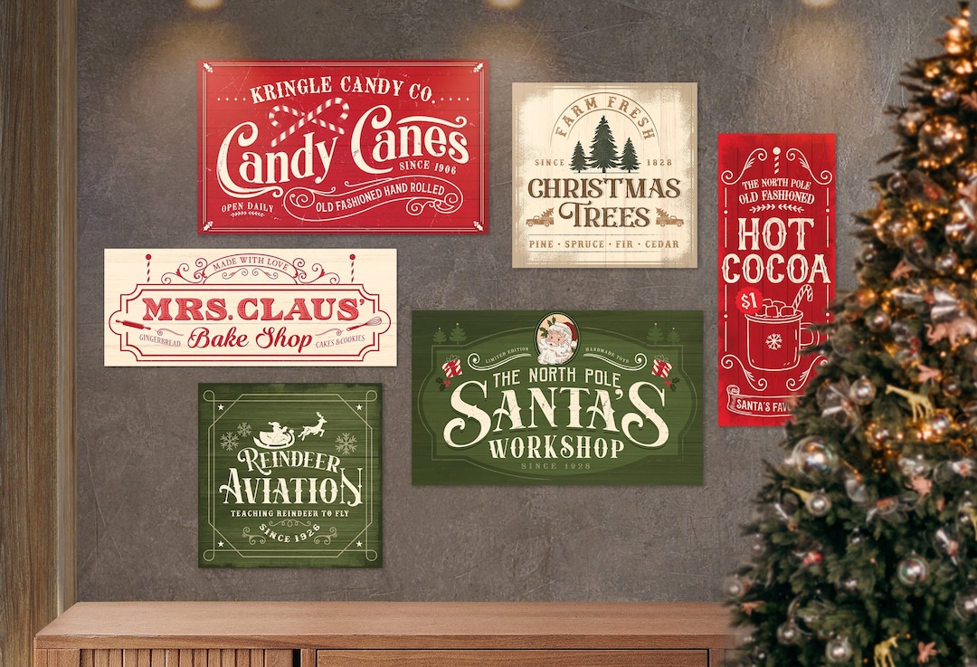 Christmas Sign L Santa's Workshop Sign L Mrs. Claus' Bake Shop L Candy ...