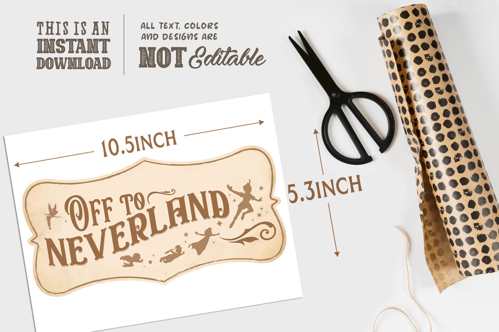 Printable off to Neverland Sign, Peter Pan Birthday Party Decoration ...
