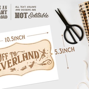 Printable off to Neverland Sign, Peter Pan Birthday Party Decoration ...