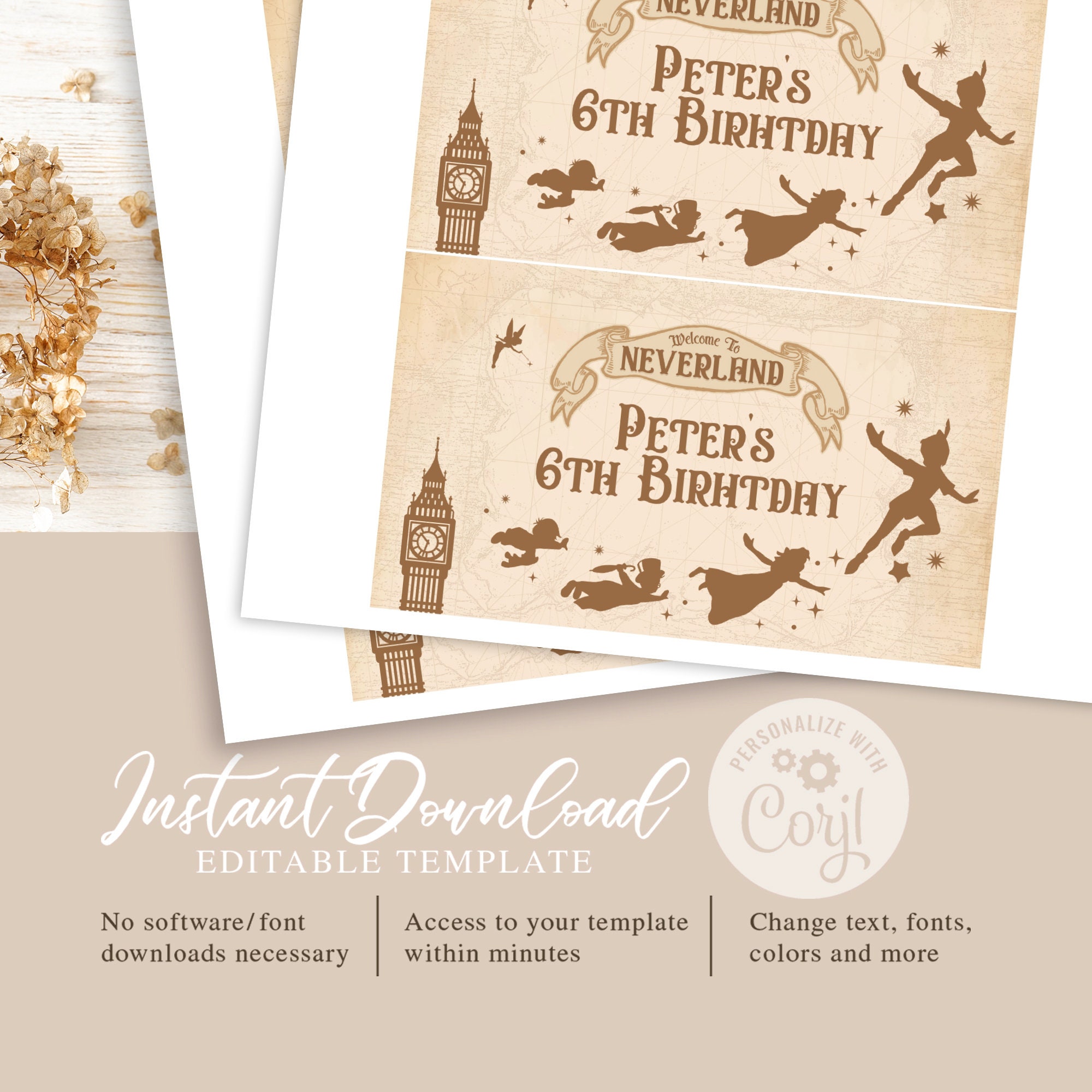 Printable Peter Pan Gable Box Label, Neverland Gable Box Label, Peter ...