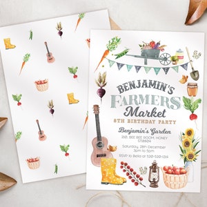 Farmers Market Invitation, Farmers Market Birthday Invitation, Kids ...