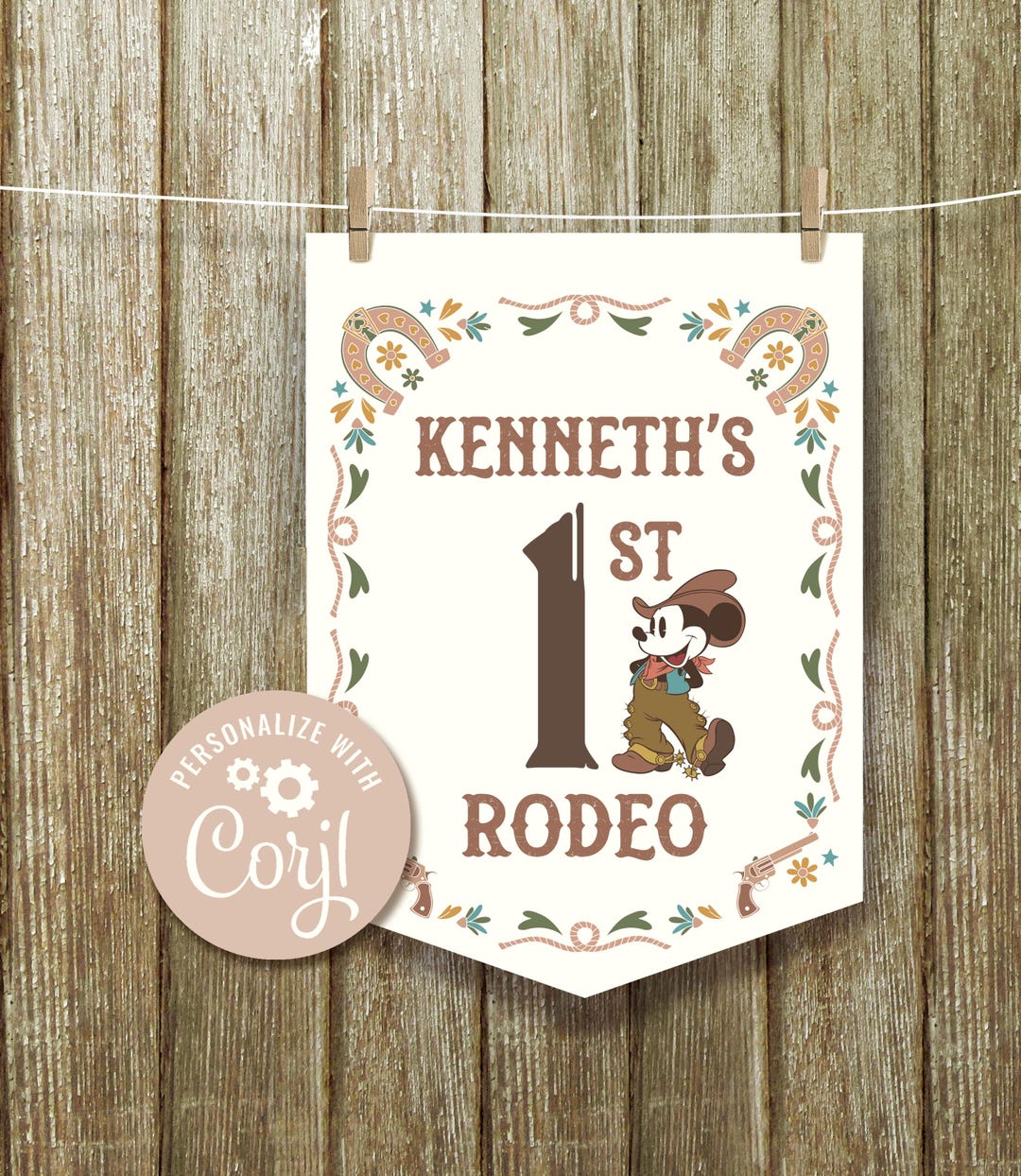Printable Mickey Rodeo Birthday Sign, Mickey Cowboy Birthday, Wild West ...