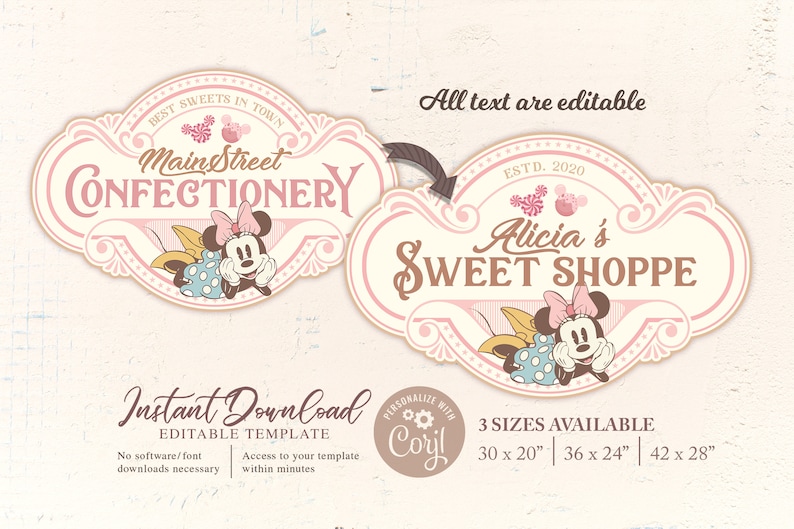 Minnie Confectionery Sign, Main Street Confectionery, Minnie Birthday ...