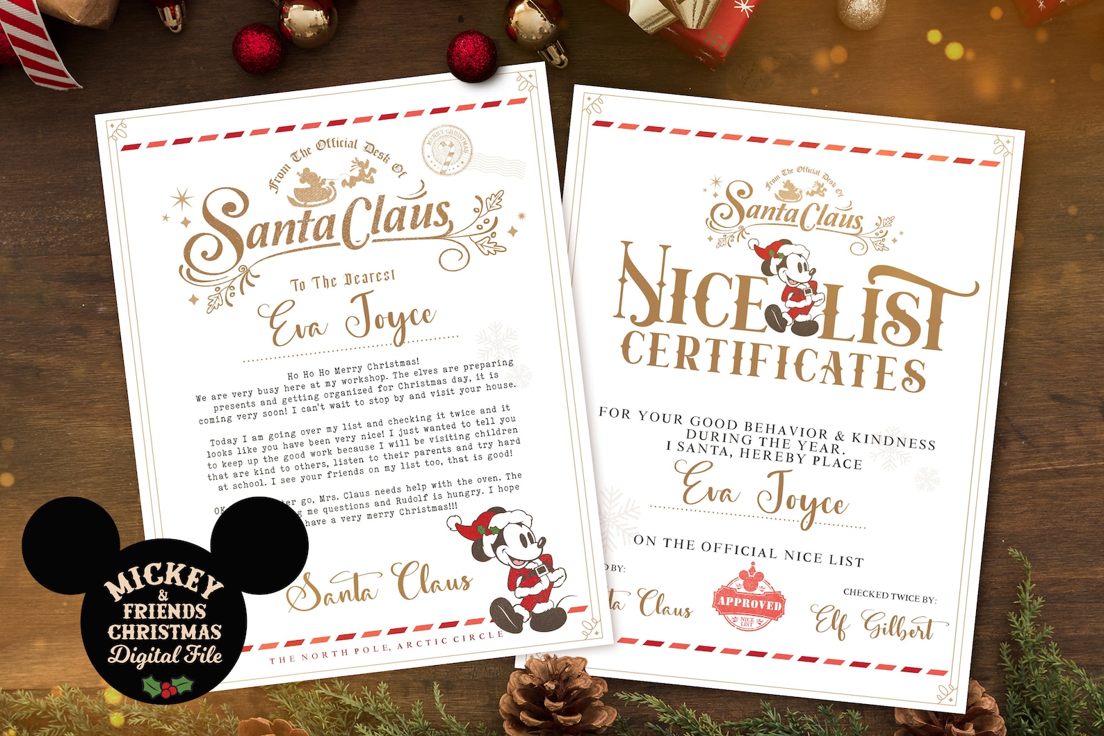 Editable Letter From Santa Mickey + Nice List Certificate I North Pole ...