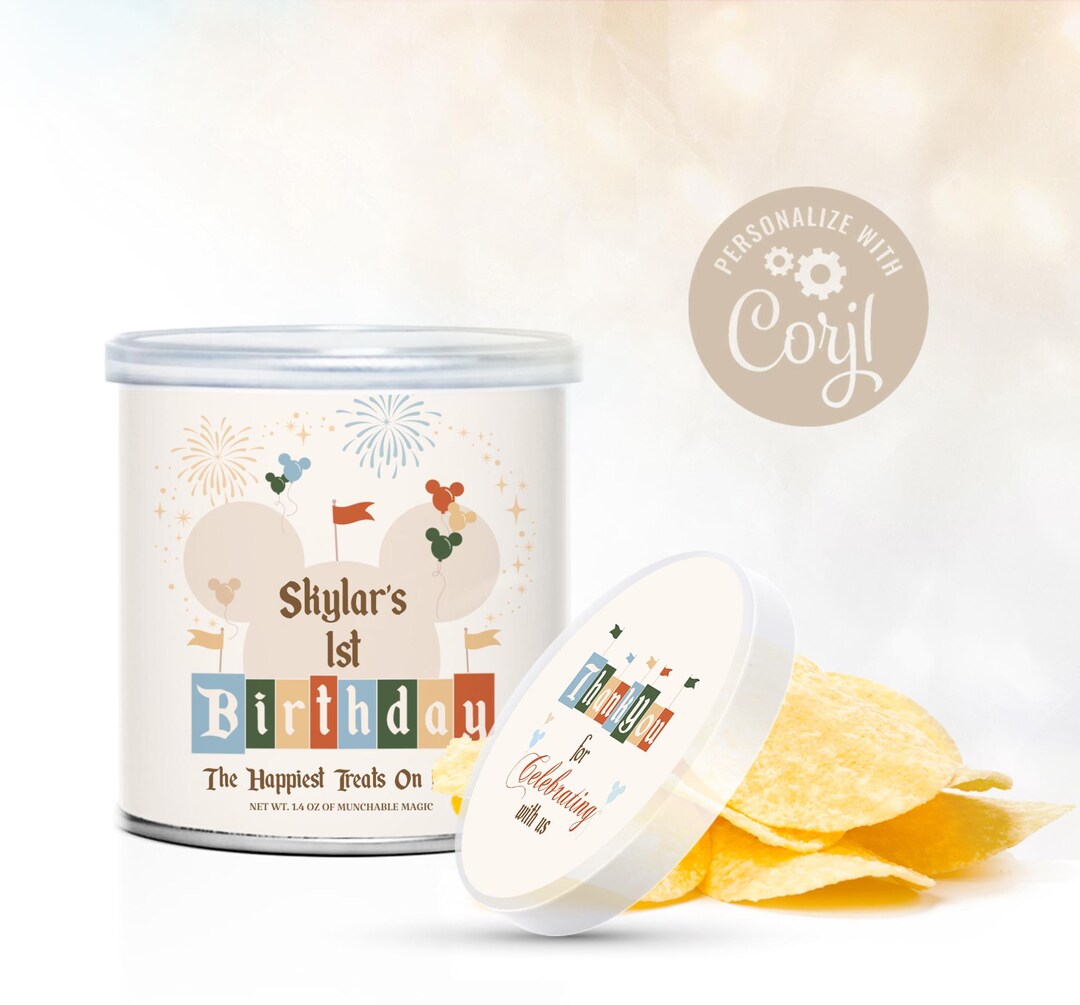 Editable Happiest Birthday on Earth Pringles Can Label, Disneyland ...