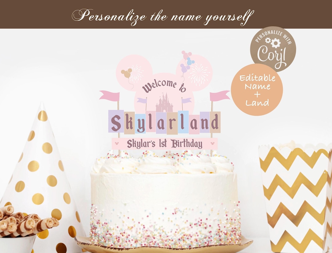 Editable Name Birthday Cake Topper, Printable Happiest Birthday on ...