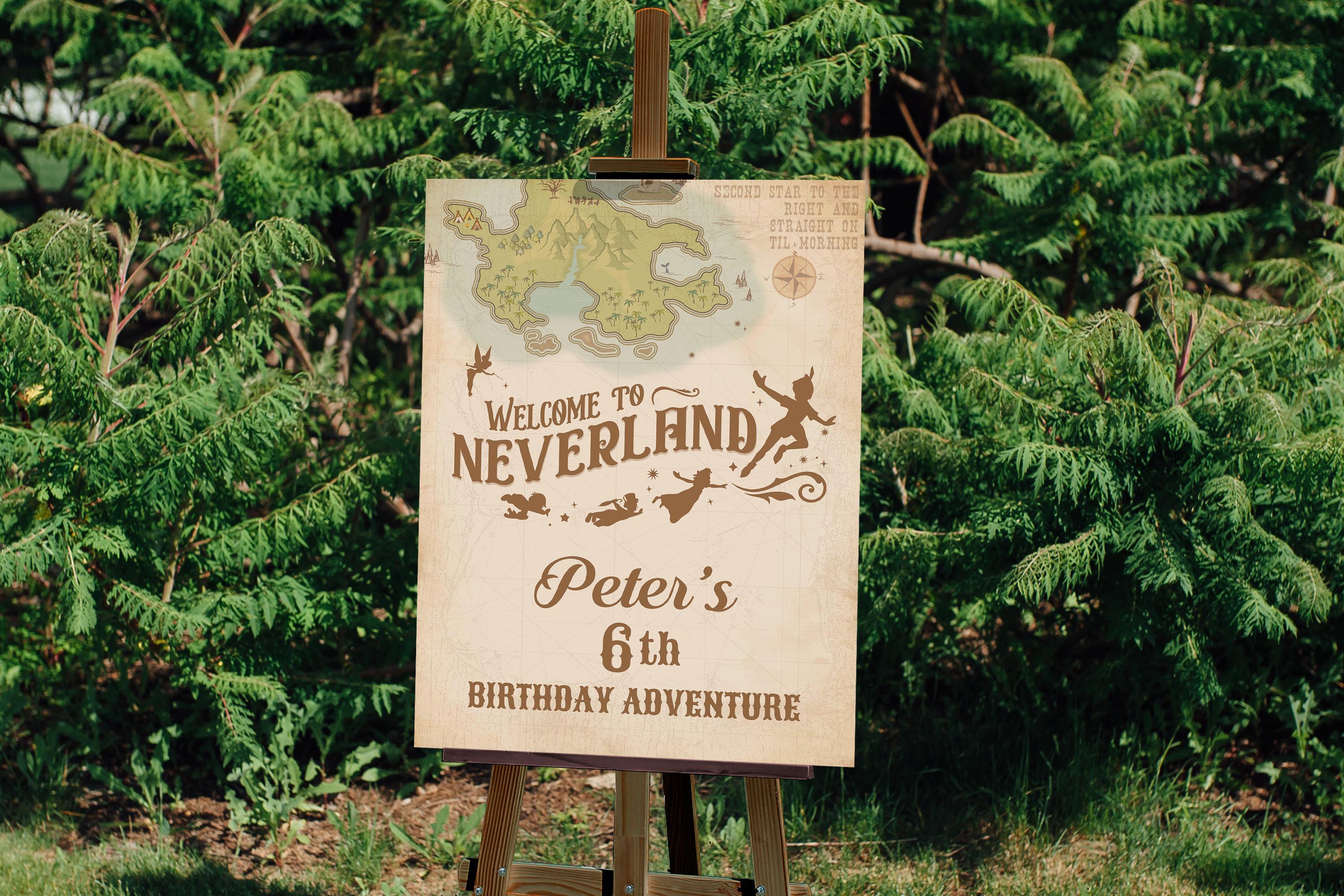 Neverland Birthday Welcome Sign, Peter Pan Birthday, Never Grow Up ...