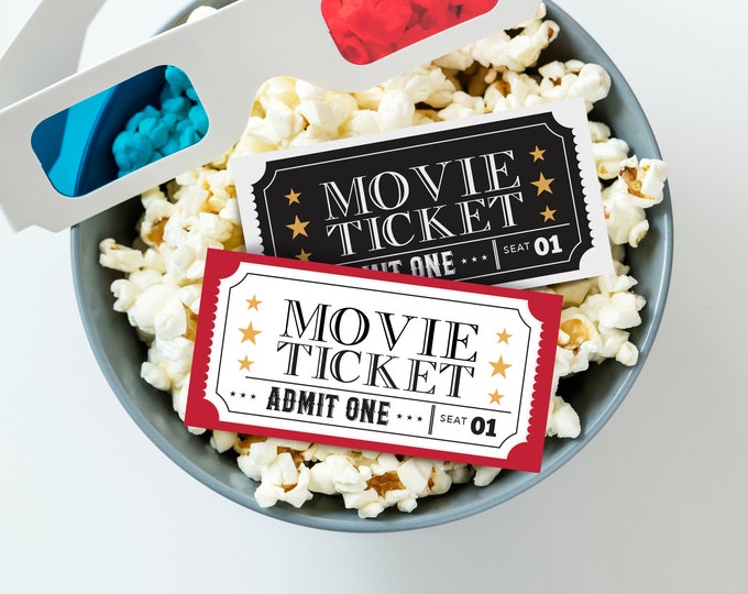 Family Movie Night, Red and Yellow, Printable for Party, Friends - Etsy ...