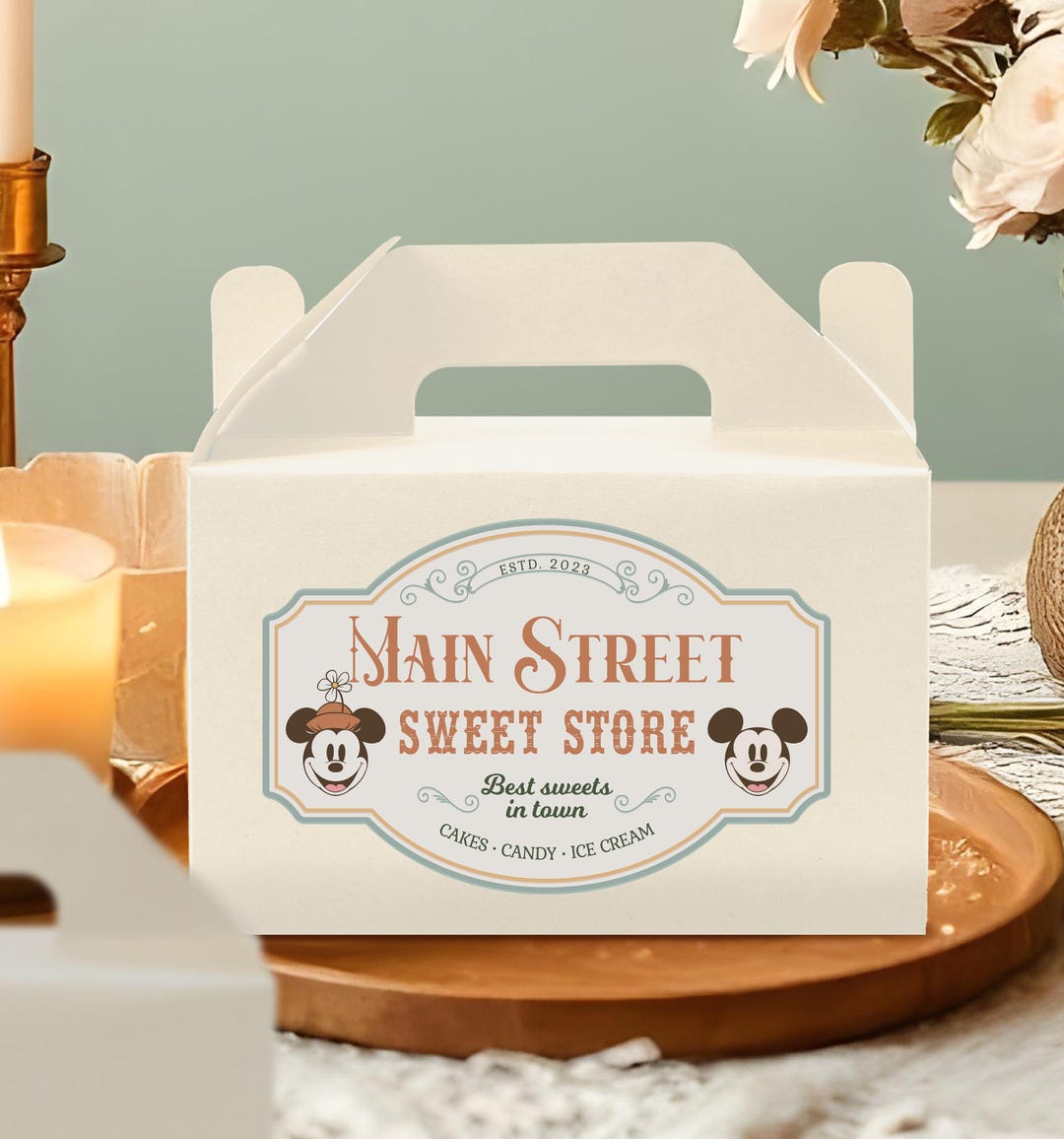 Printable Mickey & Minnie Sweet Store Label, Disneyland Favor Gable Box ...