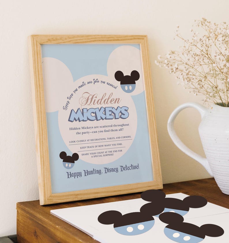 Printable Hidden Mickeys Hunt, Mickey Birthday Game, Disneyland Baby ...