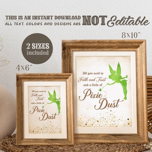 Printable Pixie Dust Party Favor, Pixie Dust Tag, Neverland Party Decoration, Never Grow up ...