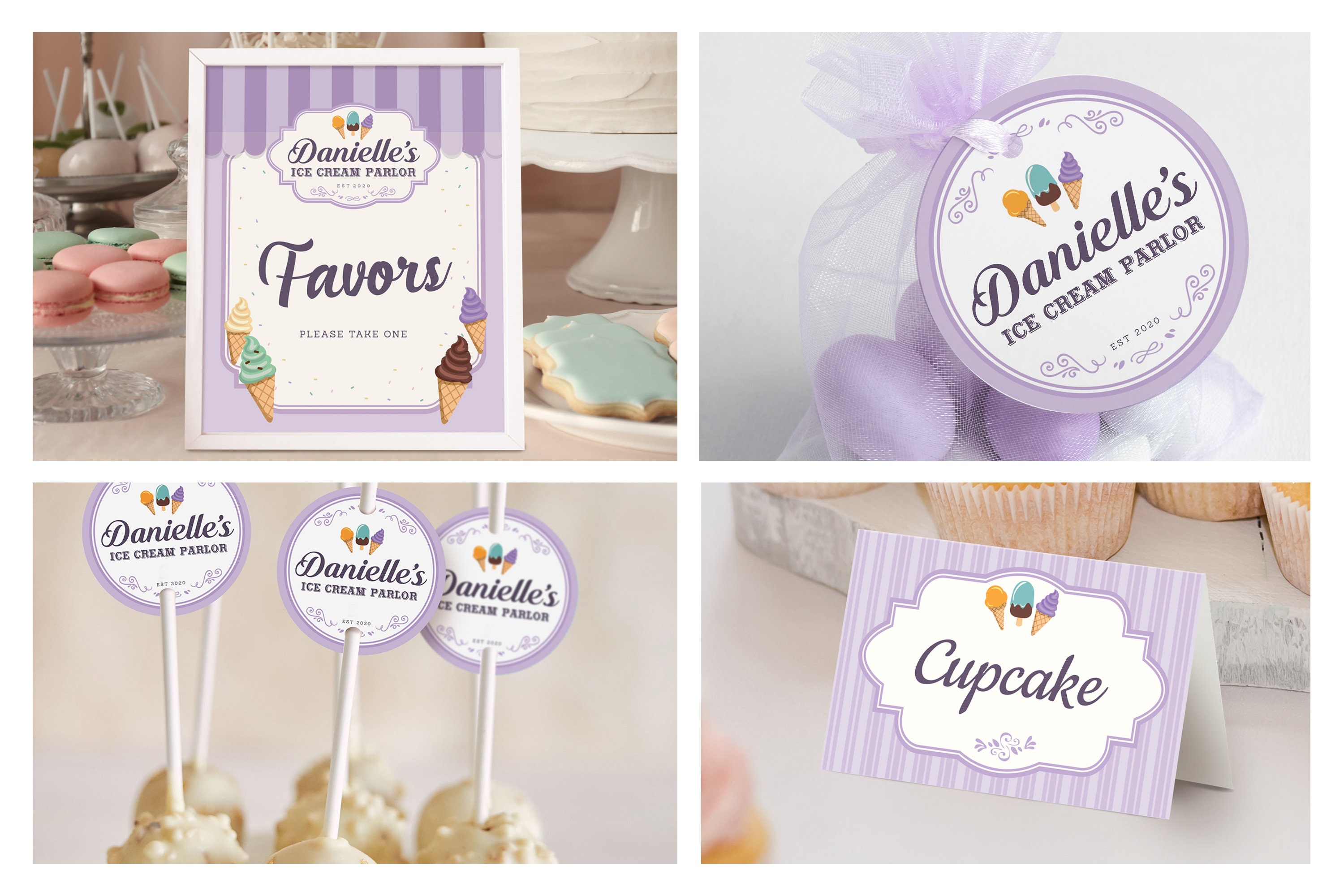 Printable Ice Cream Parlor Sticker, Ice Cream Tub Label, Digital File ...