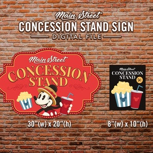 Mickey Concession Stand Sign, Mickey Birthday, Main Street Concessions ...