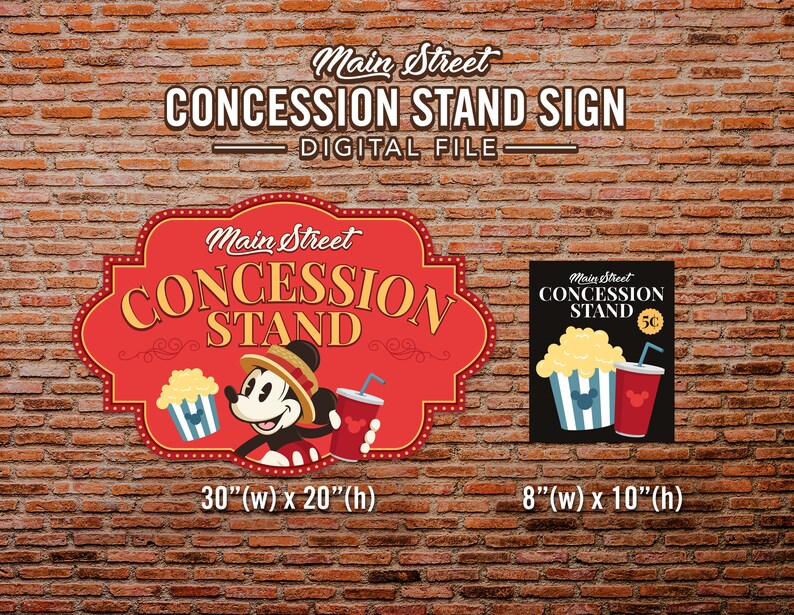 Mickey Concession Stand Sign, Mickey Birthday, Main Street Concessions ...