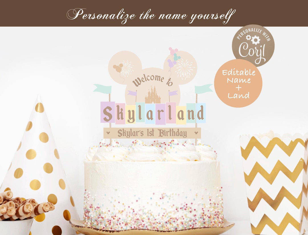 Editable Name Birthday Cake Topper, Printable Happiest Birthday on ...