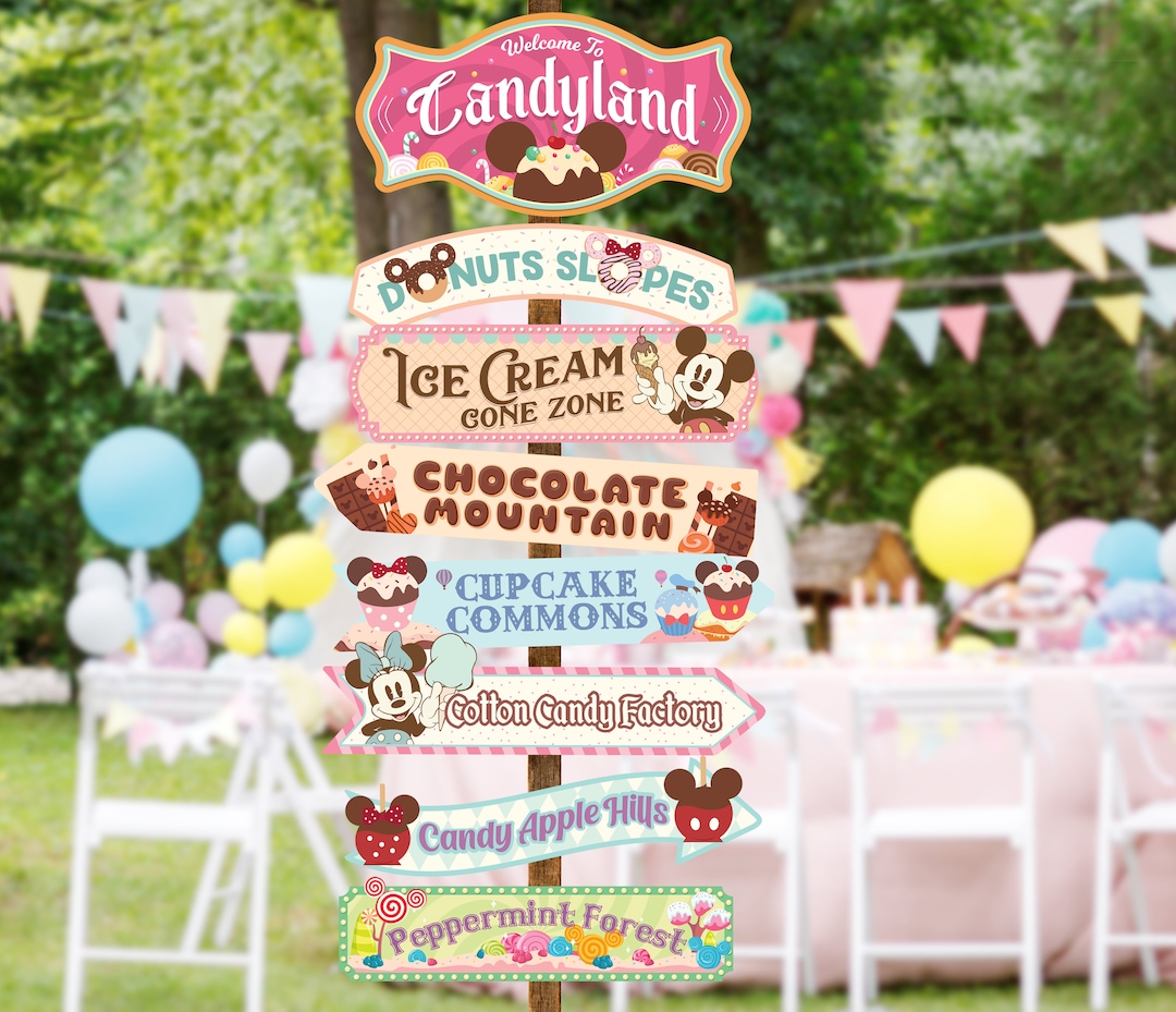 Mickey Candyland Party Directional Sign, Minnie Confectionery Birthday ...