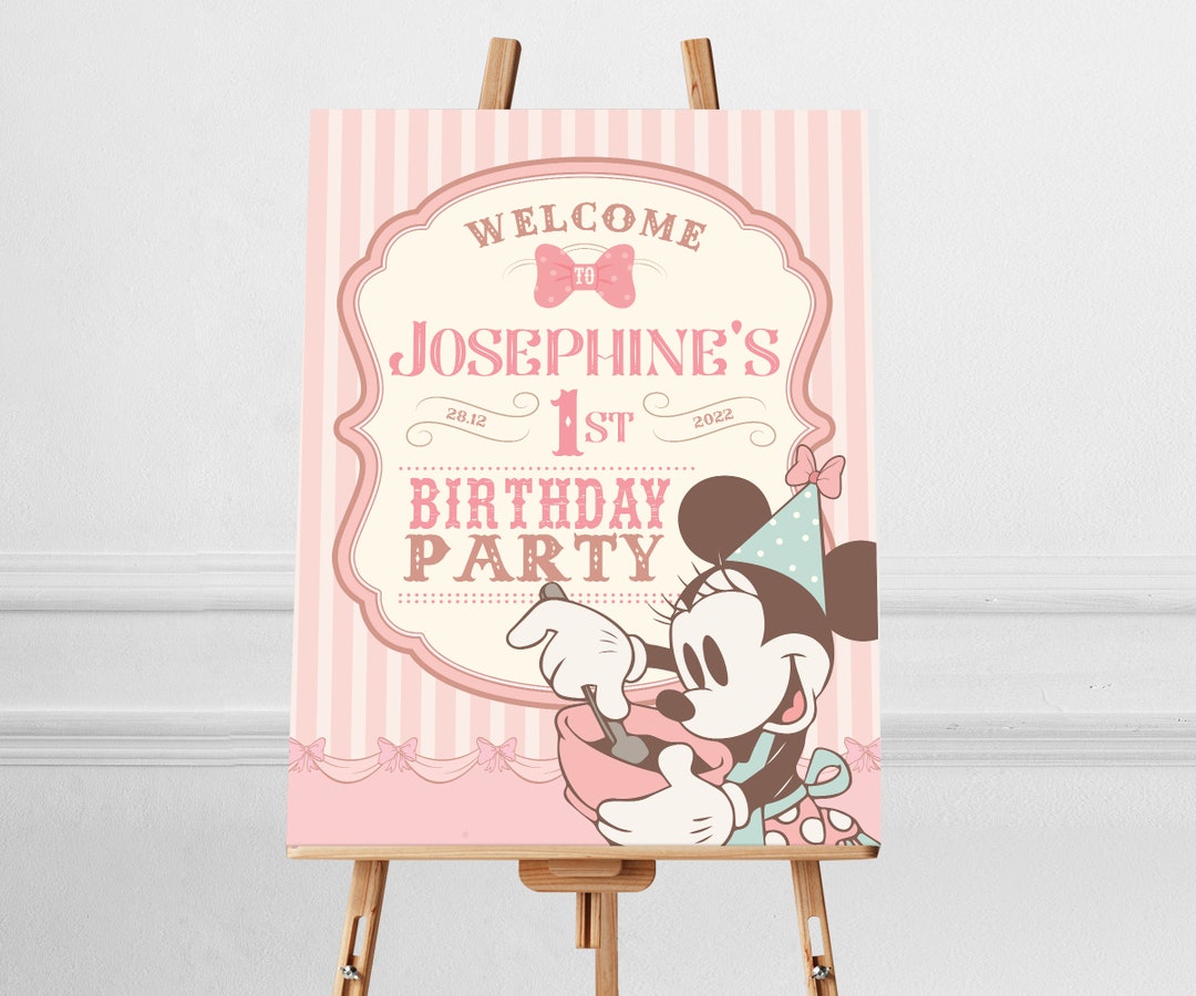 Printable Disney Party Welcome Sign, Minnie Birthday Party Welcome Sign ...