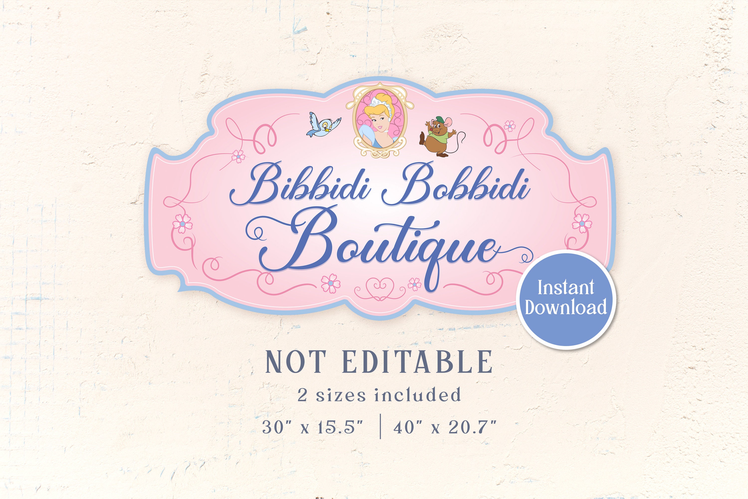 Bibbidi Bobbidi Boutique Sign, Disneyland Birthday, Princess Birthday ...