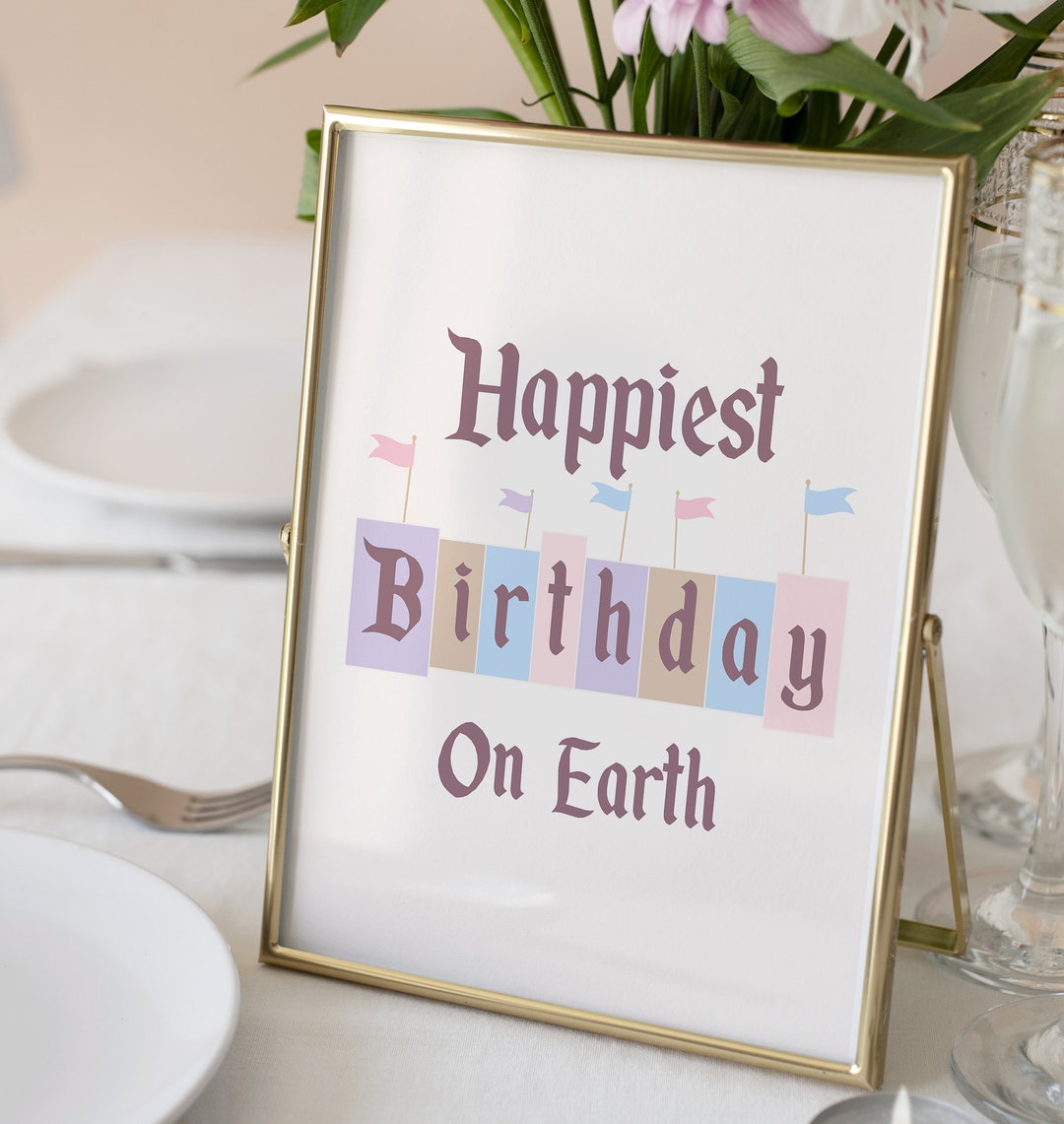 Printable Disneyland Birthday Sign, Happiest Birthday on Earth, Mickey ...