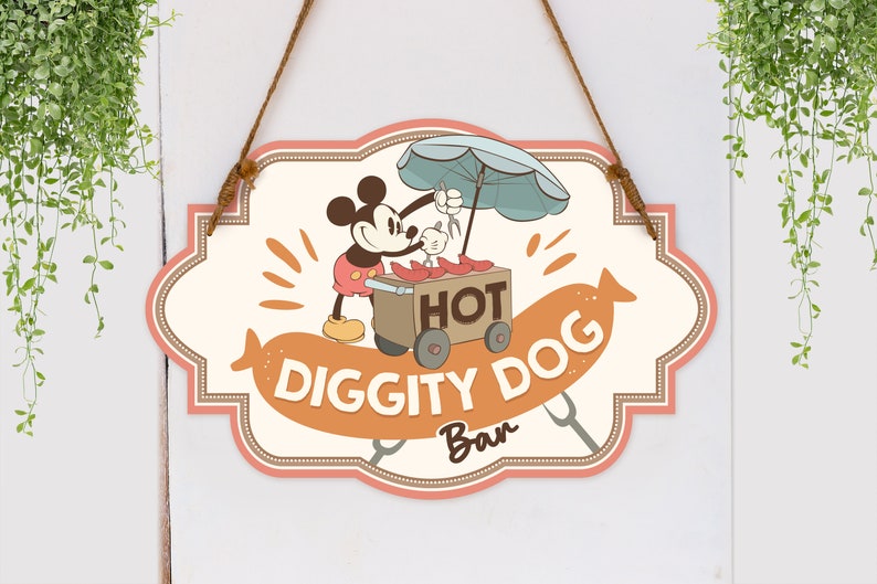 Mickey Hot Diggity Dog Bar Sign, Mainstreet Party, Mickey Birthday ...