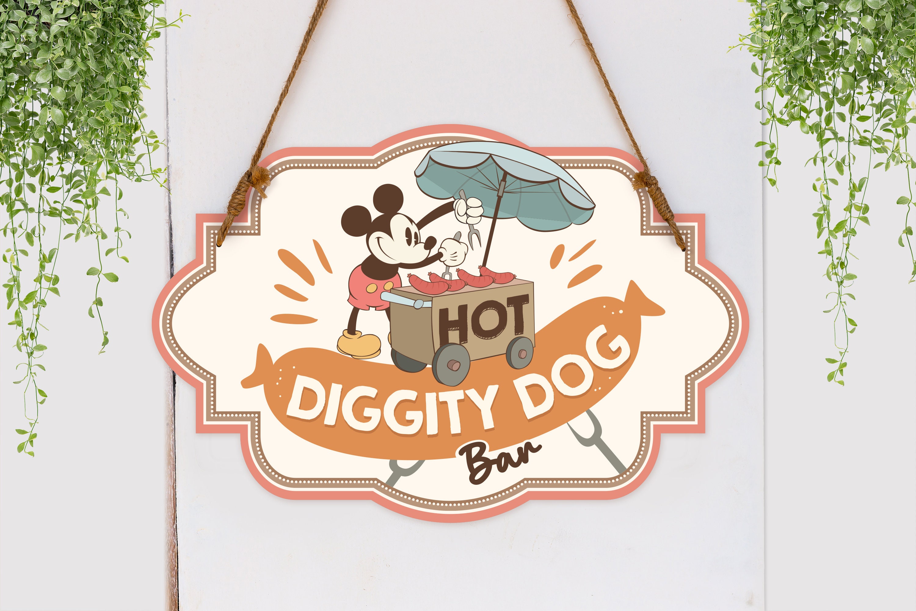 Mickey Hot Diggity Dog Bar Sign, Mainstreet Party, Mickey Birthday ...