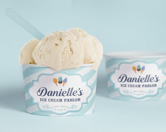 Printable Ice Cream Parlor Sticker, Ice Cream Tub Label, Digital File ...