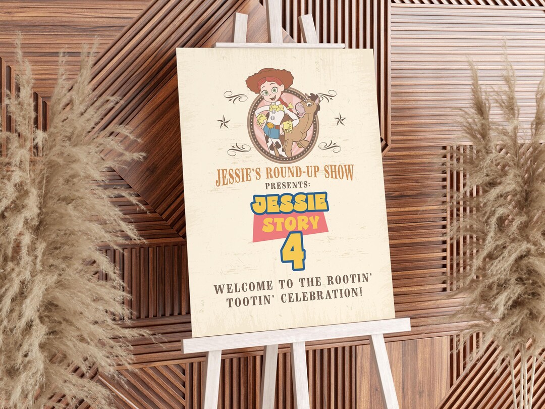 Toy Story Birthday Welcome Sign, Jessie Roundup Birthday Sign, Digital ...
