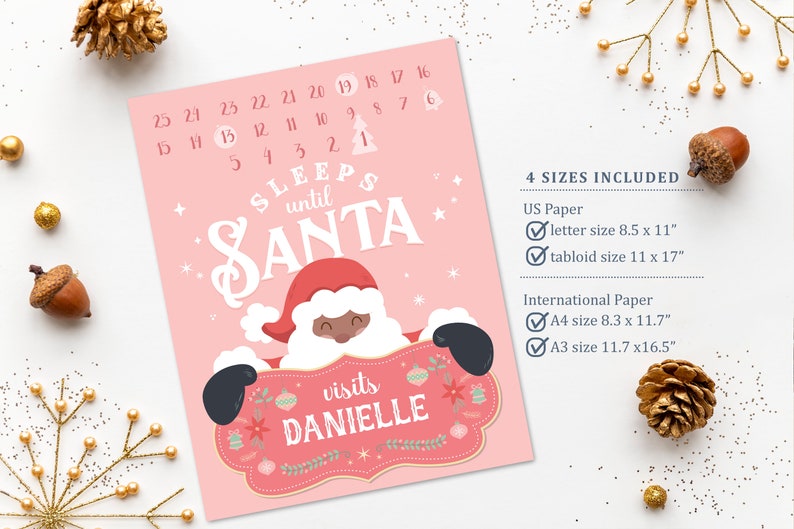 Printable Christmas Countdown Sign, Days Until Christmas, Advent ...