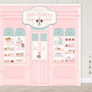 Editable Minnie Sweet Store Backdrop, Main Street Candy Shop, Disney ...