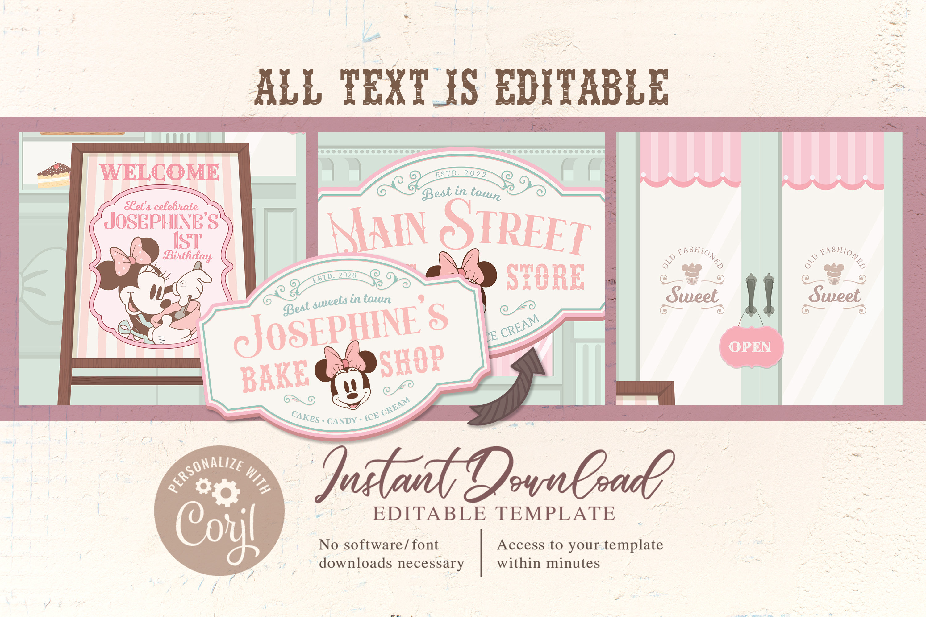 Editable Minnie Sweet Store Backdrop Main Street Candy Shop - Etsy
