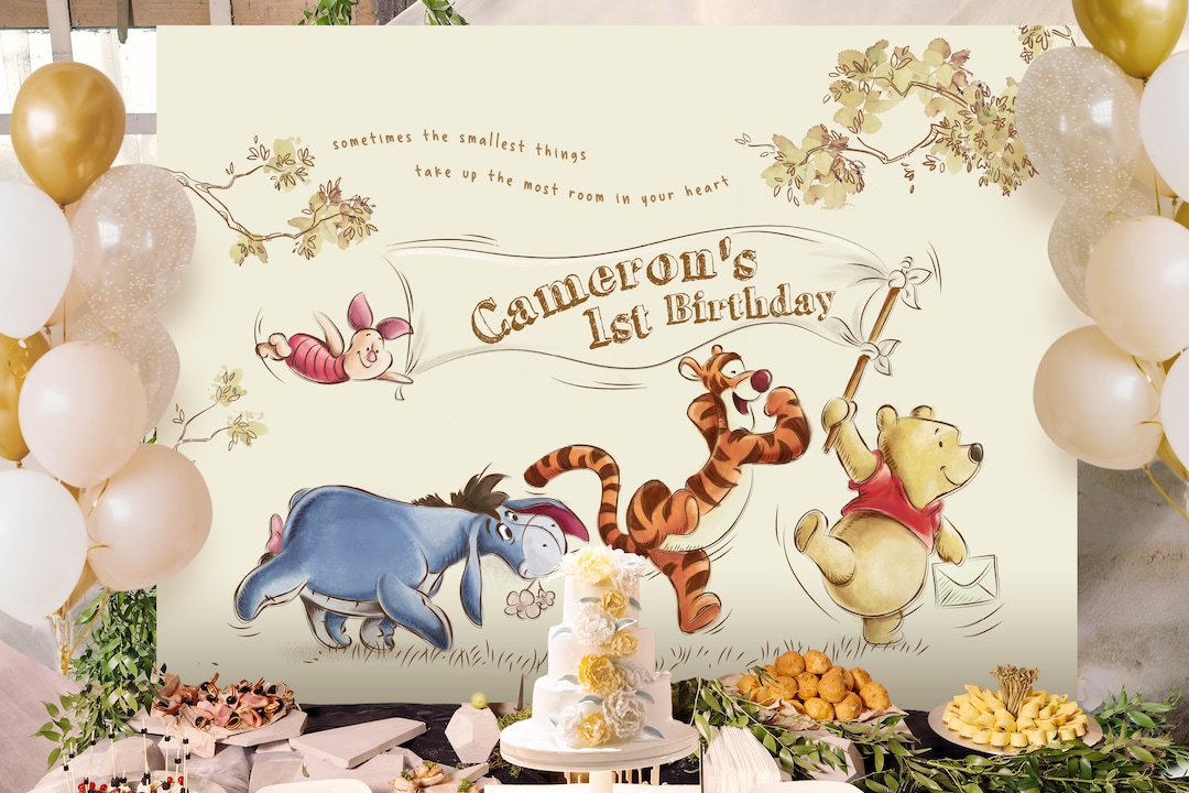 Editable Winnie the Pooh Backdrop, Hundred Acre Wood, Classic Pooh Bear ...