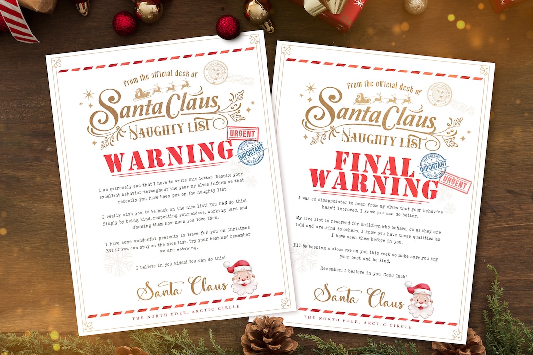 Santa Warning Letters | Bad Behaviour Warning | Christmas Letter From ...
