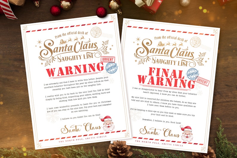 Santa Warning Letters | Bad Behaviour Warning | Christmas Letter From ...