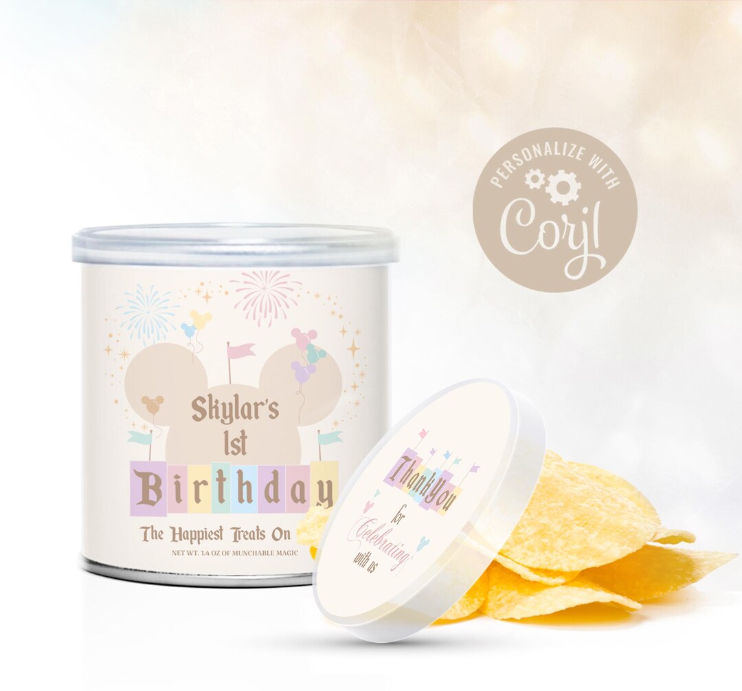 Editable Happiest Birthday on Earth Pringles Can Label, Disneyland ...