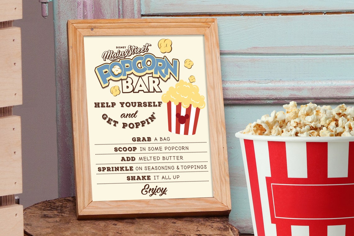 Mickey Popcorn Bar Help Yourself Sign, Main Street Popcorn, Mickey ...