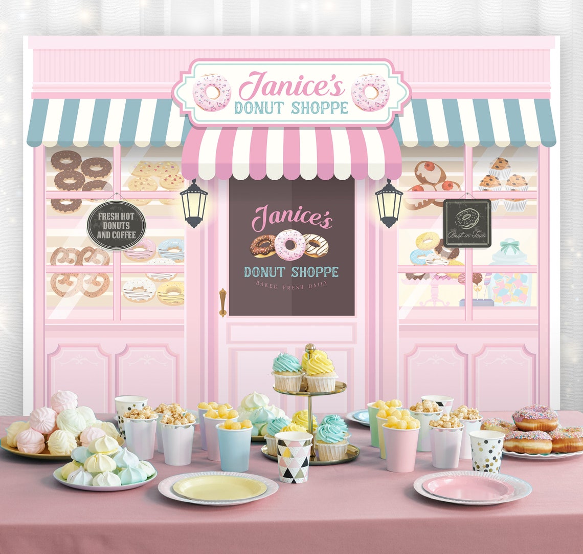 Printable Donut Shoppe Backdrop Perfect for Any Donut Theme - Etsy