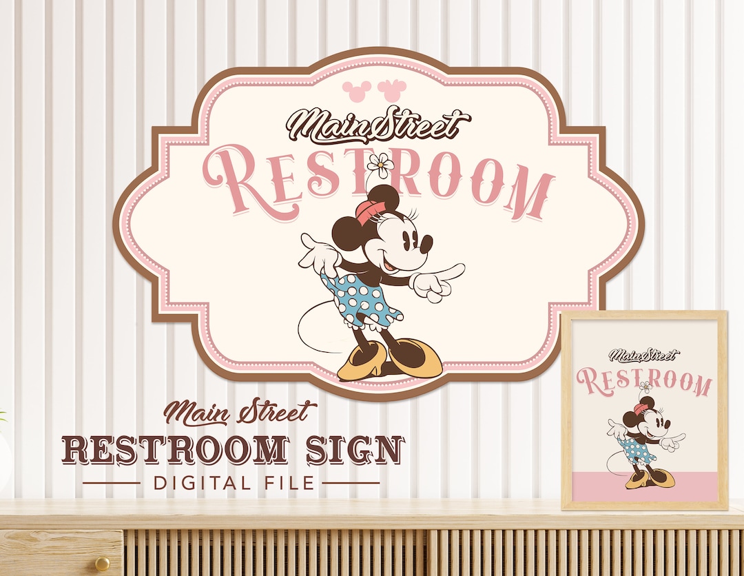 Minnie Restroom Sign, Mainstreet Party, Minnie Birthday, Minnie Baby ...