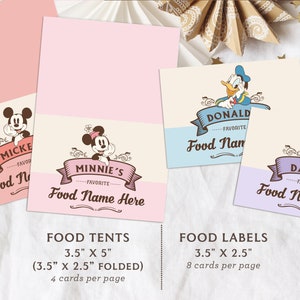 Printable Mickey & Friends Party Food Tent, Disneyland Party Food Label ...