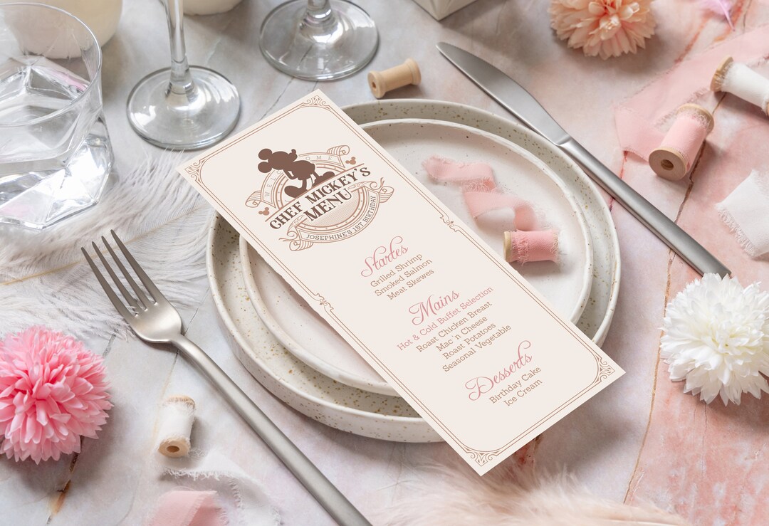Printable Mickey Customize Menu, Mickey Birthday, Disneyland Party ...