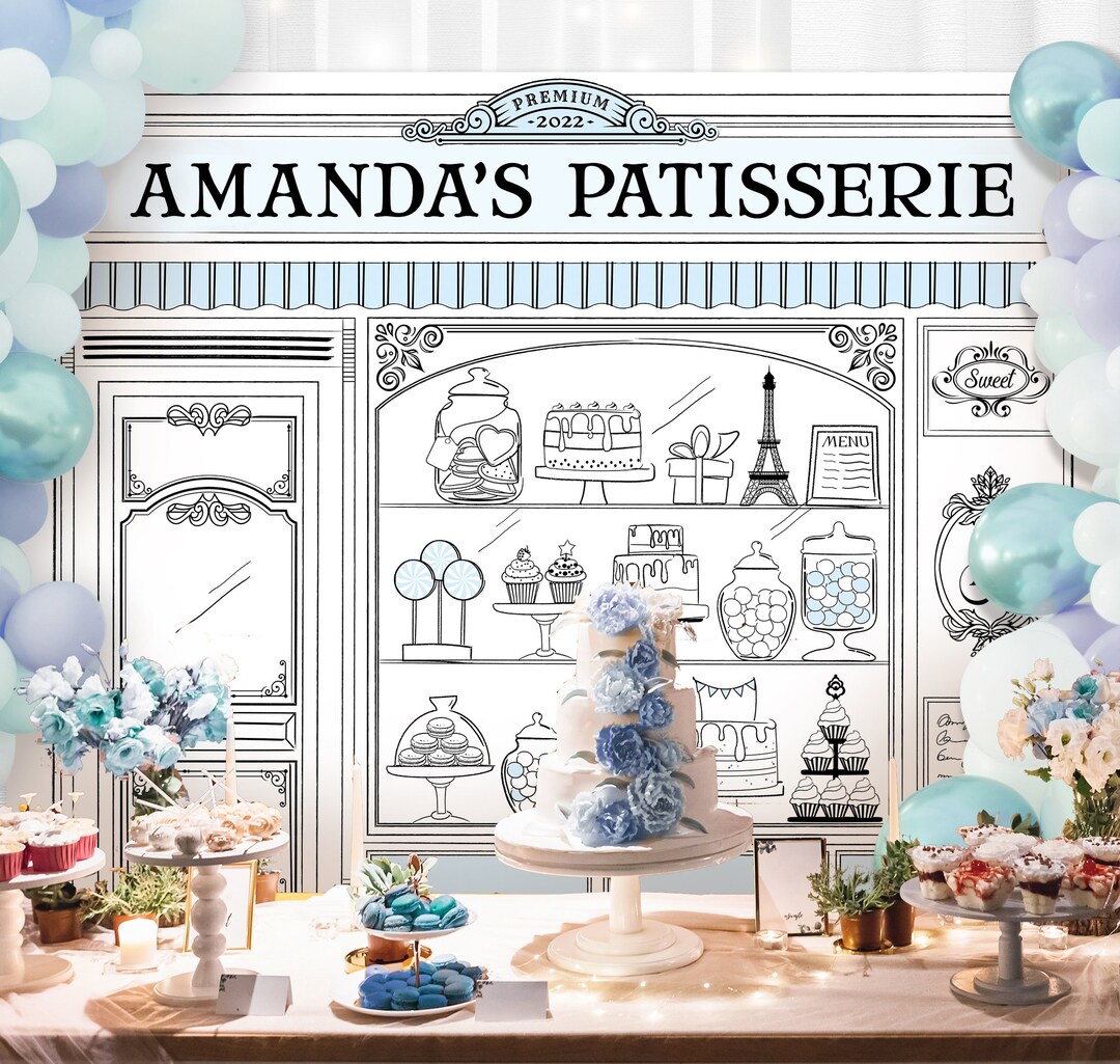 Patisserie Party Backdrop, Bake Shop Backdrop, Parisian Cafe Theme ...