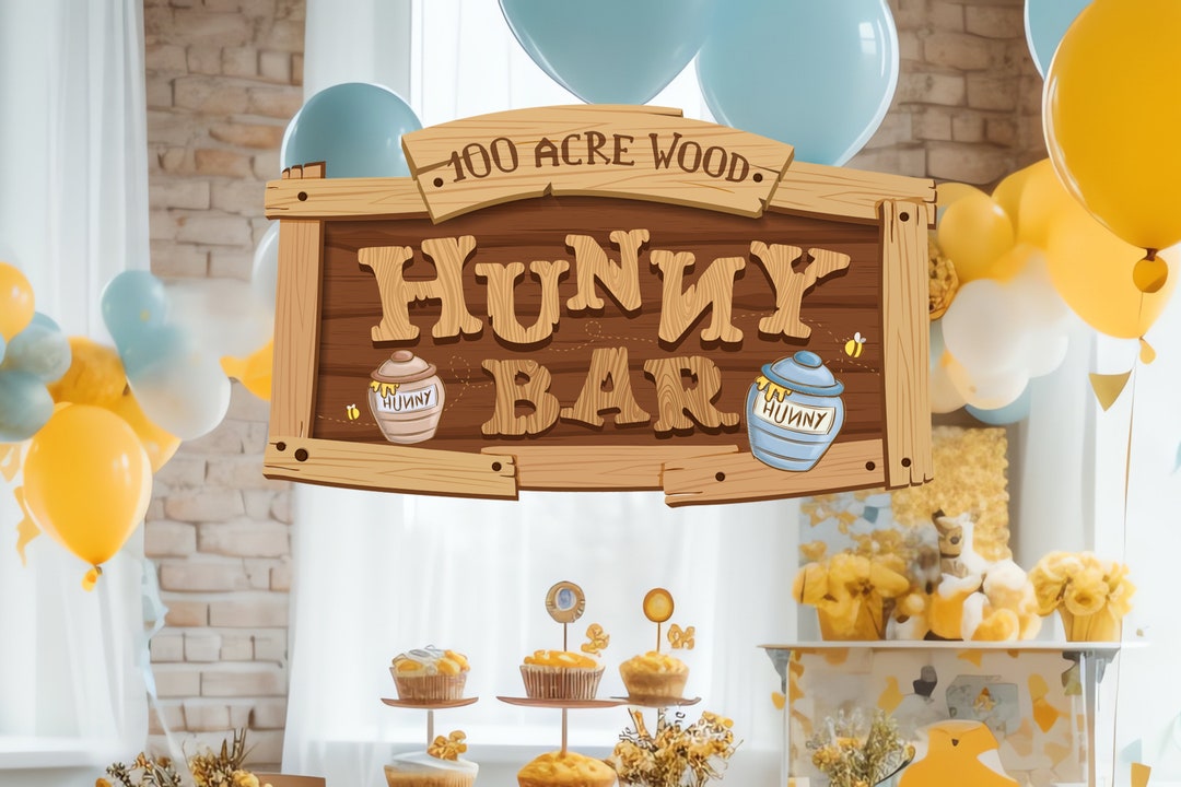 Winnie the Pooh Hunny Sign, Hundred Acre Wood Birthday, Rumbly in Your ...