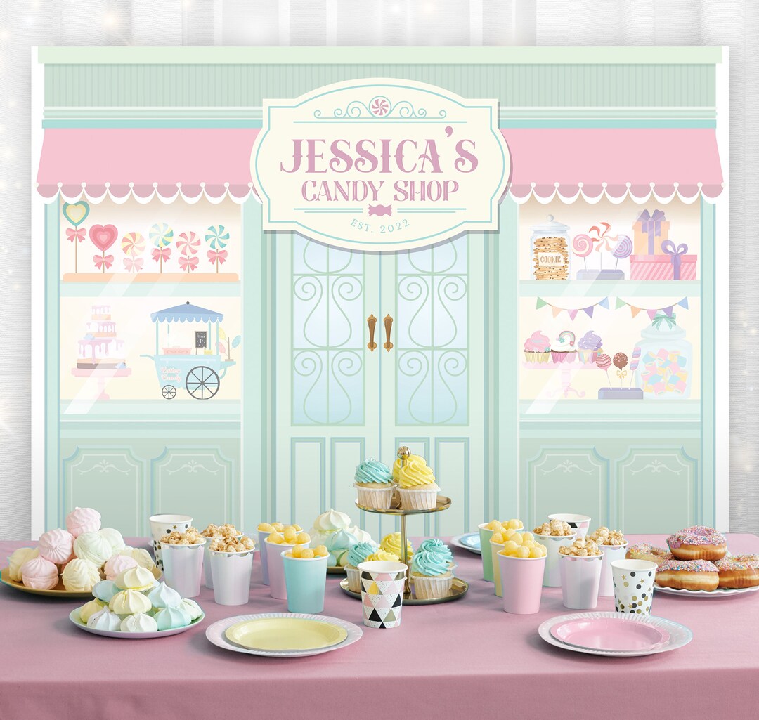 Editable Candy Shop Backdrop, Candy Theme Decor - Etsy