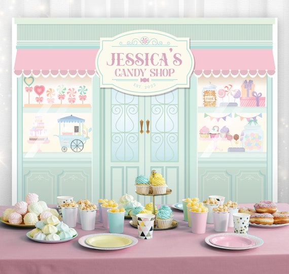 Editable Candy Shop Backdrop Candy Theme Decor - Etsy