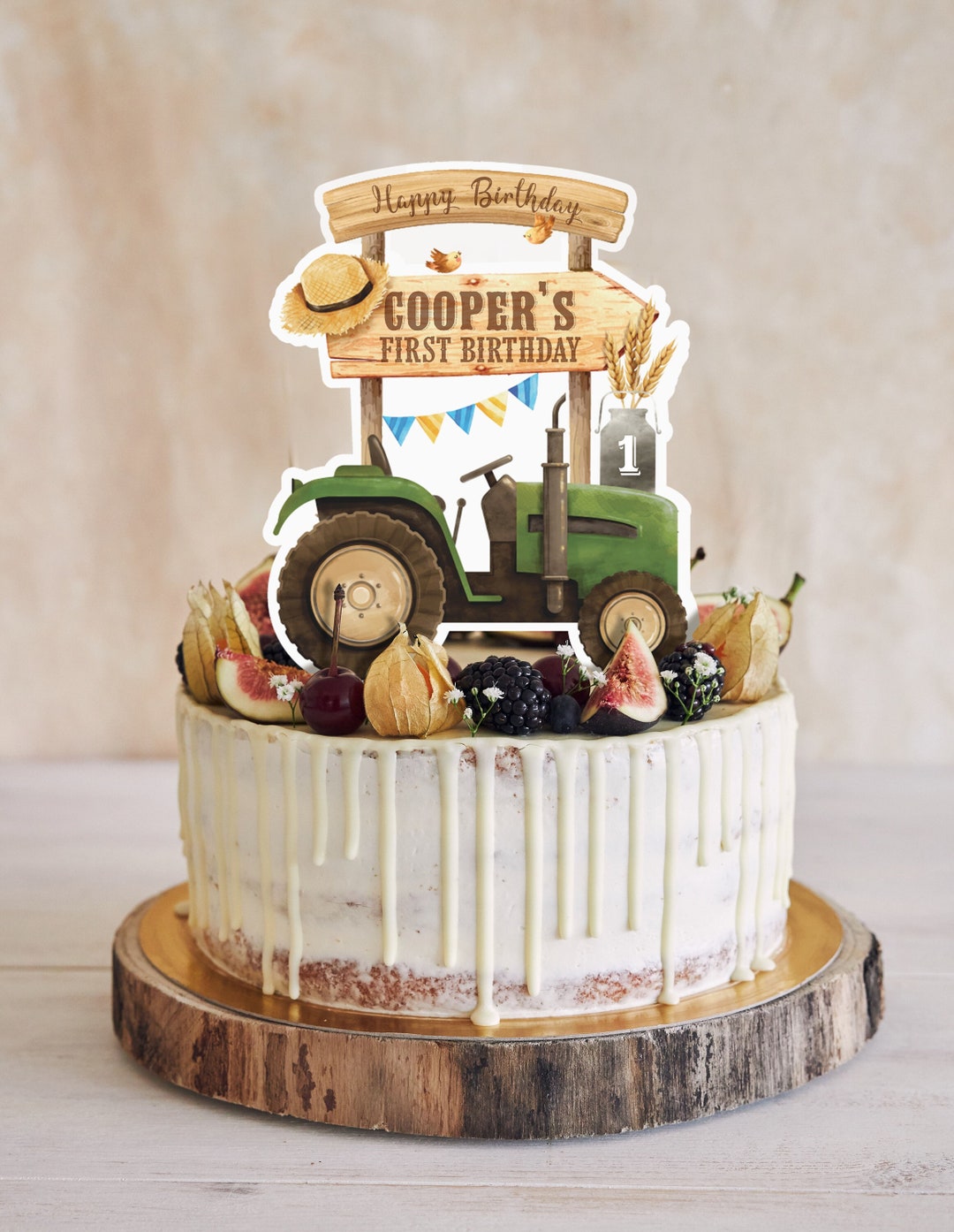 Tractor Cake Topper, Printable Cake Topper, Party Cake Topper, Cake ...