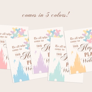 Printable Disneyland Welcome Sign, Mickey Birthday, Disneyland Party ...