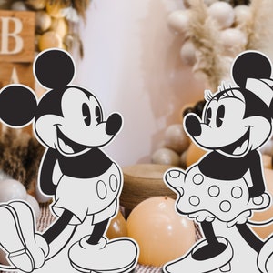 Printable Black N White Mickey & Minnie Cutout, Disneyland Birthday ...