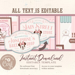 Editable Minnie Sweet Store Backdrop, Main Street Candy Shop, Disney ...