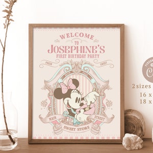 Printable Disney Party Welcome Sign, Minnie Birthday Party Welcome Sign ...