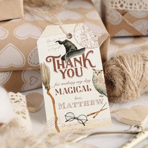 Wizard Thank You Tag, Magical Birthday Thank You Tag, Birthday Party ...